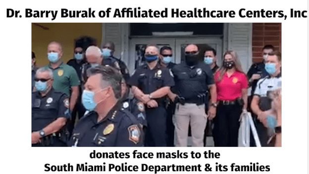 LIVE at South Miami Police station with Dr. Barry Burak donating face ...