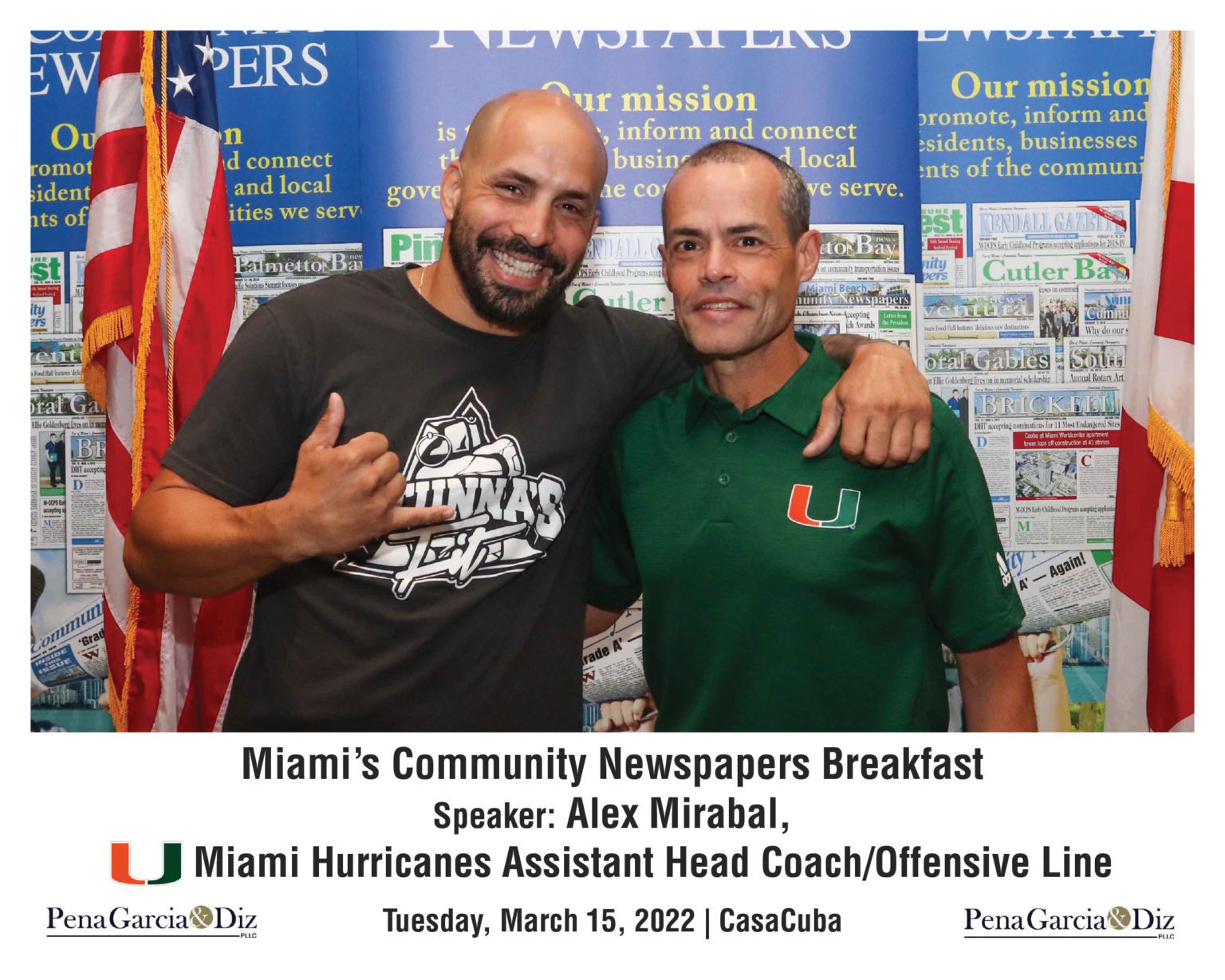 Miami’s Community Newspapers Breakfast with UM Hurricanes Assistant ...